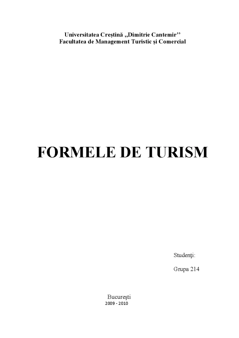 Formele de Turism - Referat - Turism #163759 | RegieLive