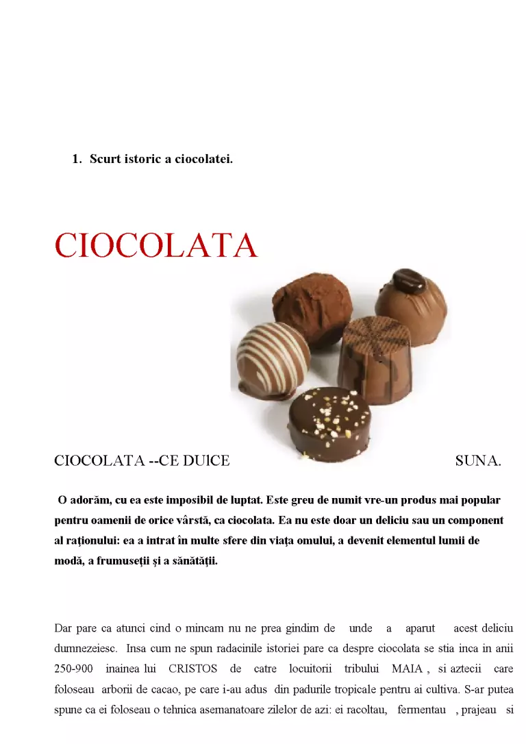 Ciocolată - Referat - Industria Alimentară #169498 | RegieLive