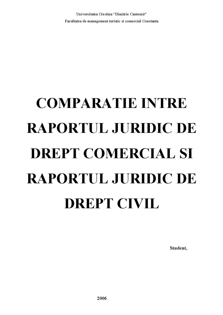 Comparație între raportul juridic de drept comercial și raportul ...