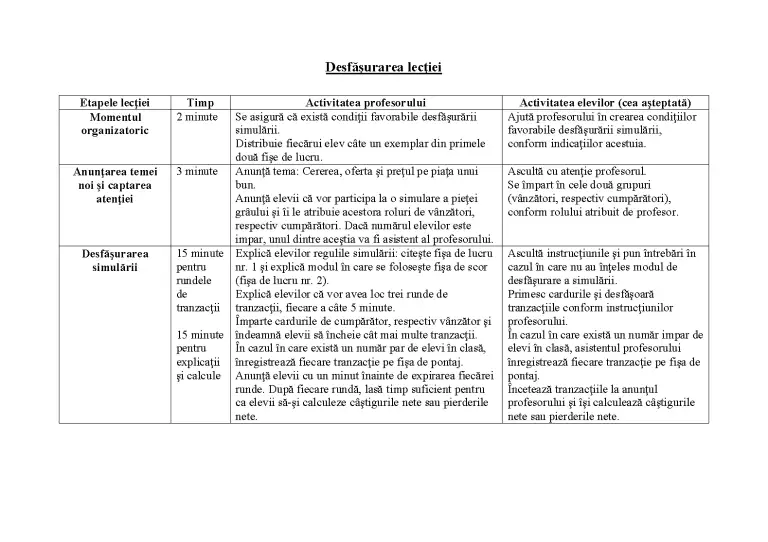 Proiectul unei Lecții de Simulare - Proiect - Pedagogie #175195 | RegieLive