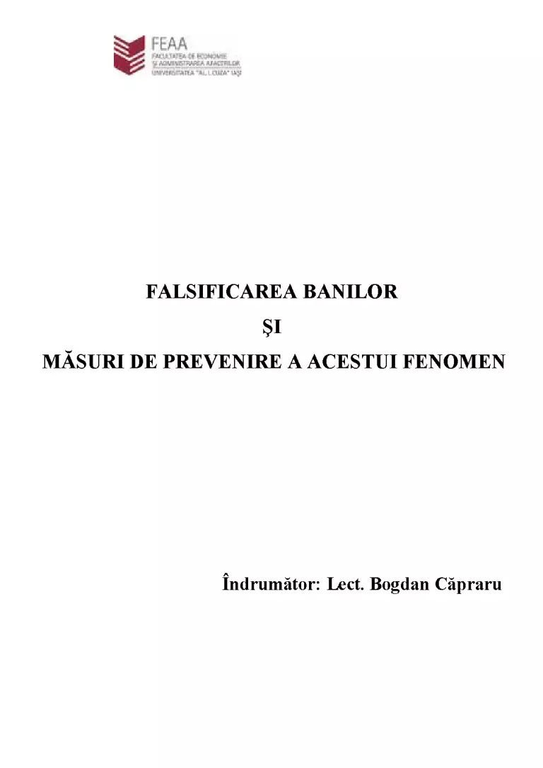 Falsificarea Banilor și Măsuri de Prevenire a Acestui Fenomen - Referat ...
