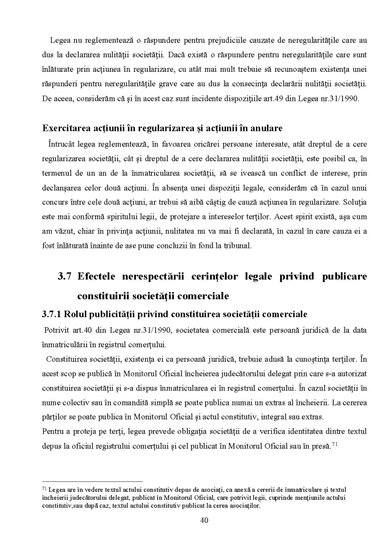 Regimul actelor juridice încheiate în cursul constiturii societăților ...