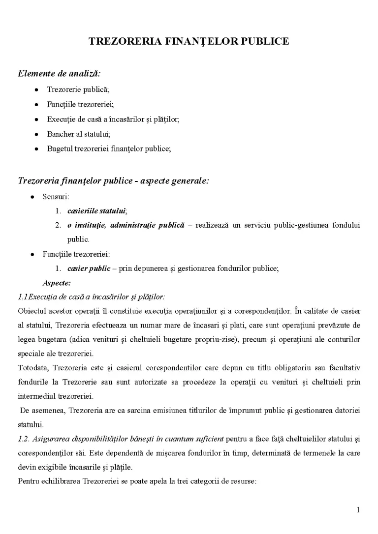 Trezoreria Finanțelor Publice - Referat - Finanțe #17946 | RegieLive