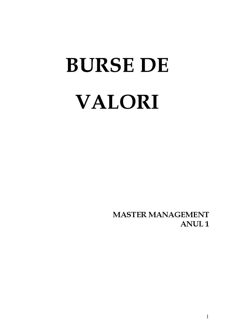 Burse de Valori - Referat - Management #180141 | RegieLive