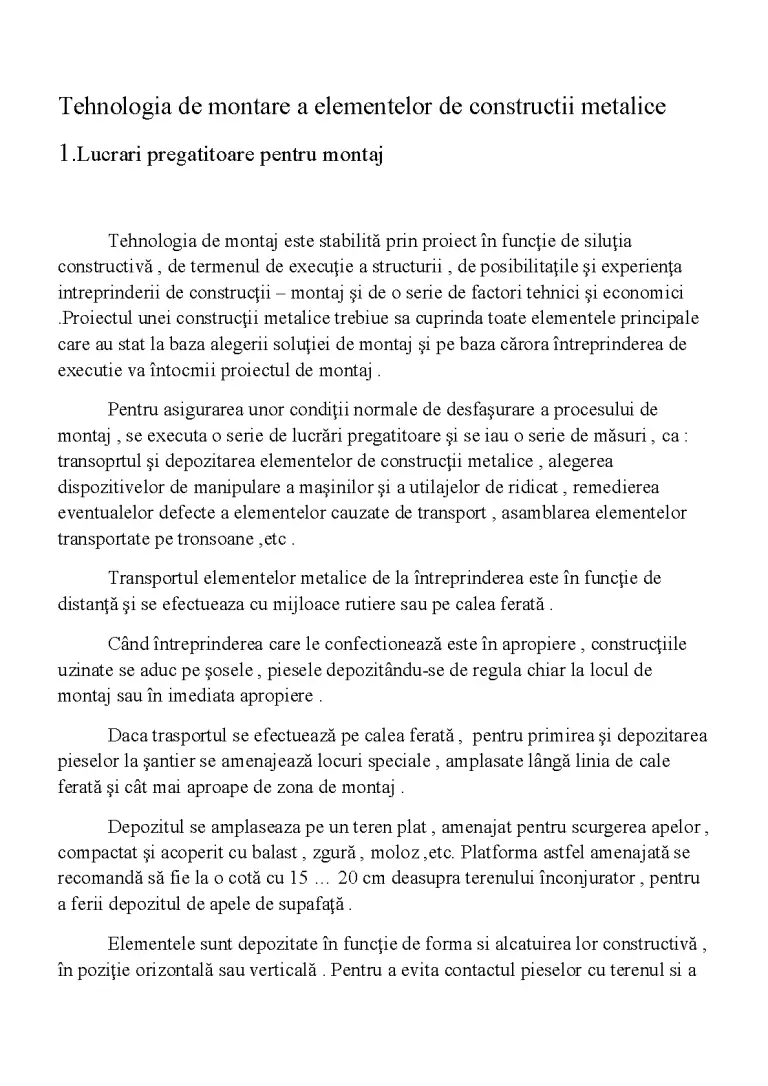 Tehnologia de montare a elementelor de construcții metalice - Referat ...