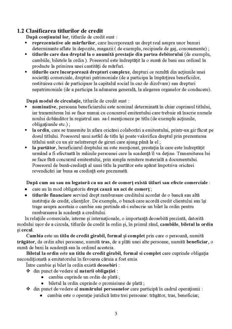 Titluri de Credit - Referat - Drept Comercial #18499 | RegieLive