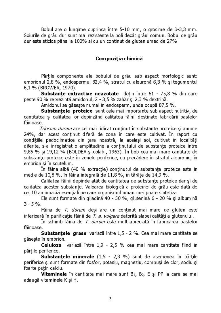 Grâul dur - triticum durum - Referat - Industria Alimentară #188233 ...