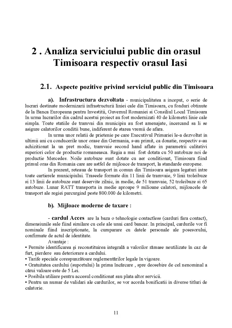 Transportul public de persoane din Timișoara și Iași - Proiect ...