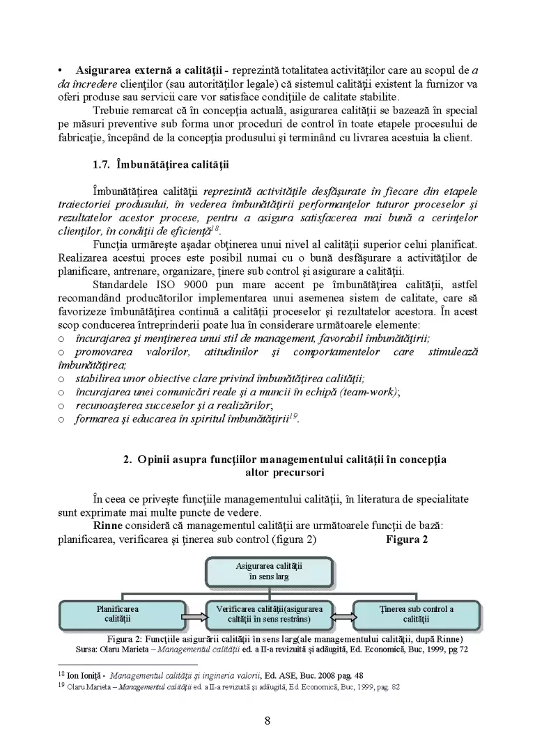 Funcțiile managementului calității - rolul lor la profitul firmei ...