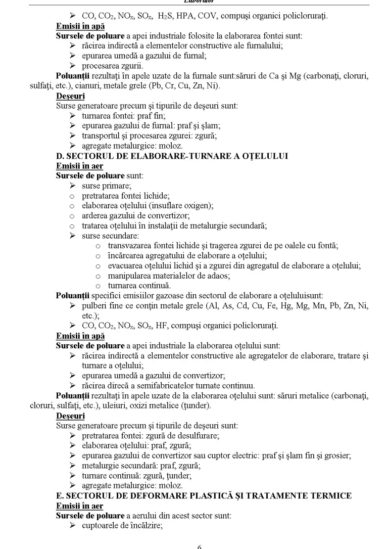 Identificarea Poluanților Specifici Generatori de Impacte de Mediu în ...