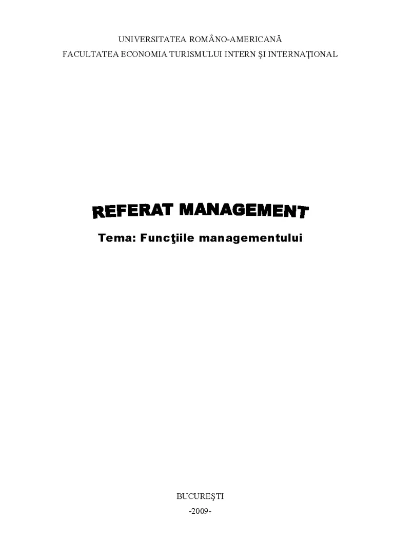 Funcțiile Managementului - Referat - Management #190957 | RegieLive