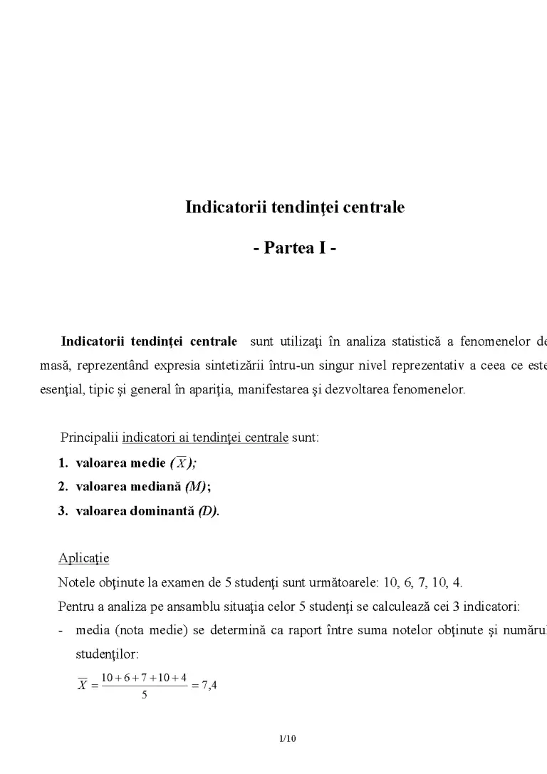 Indicatorii Tendinței Centrale - Curs - Statistică #1946 | RegieLive