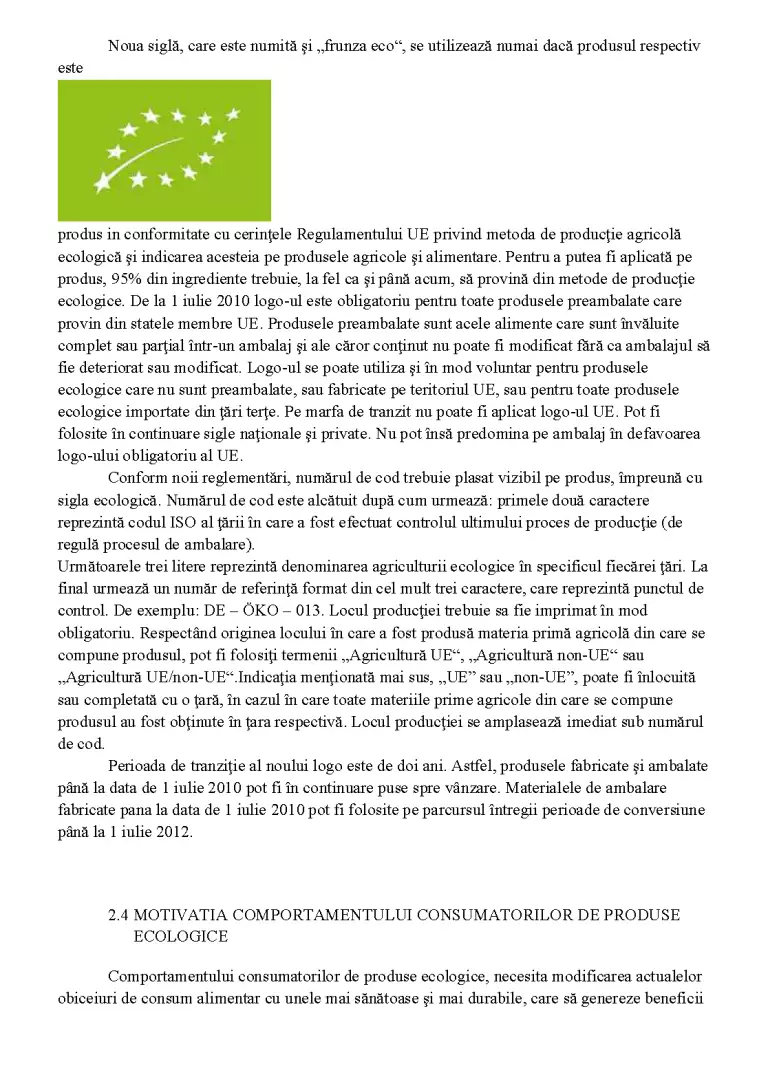 Motivația consumului de produse ecologice - Proiect - Marketing #197707 ...