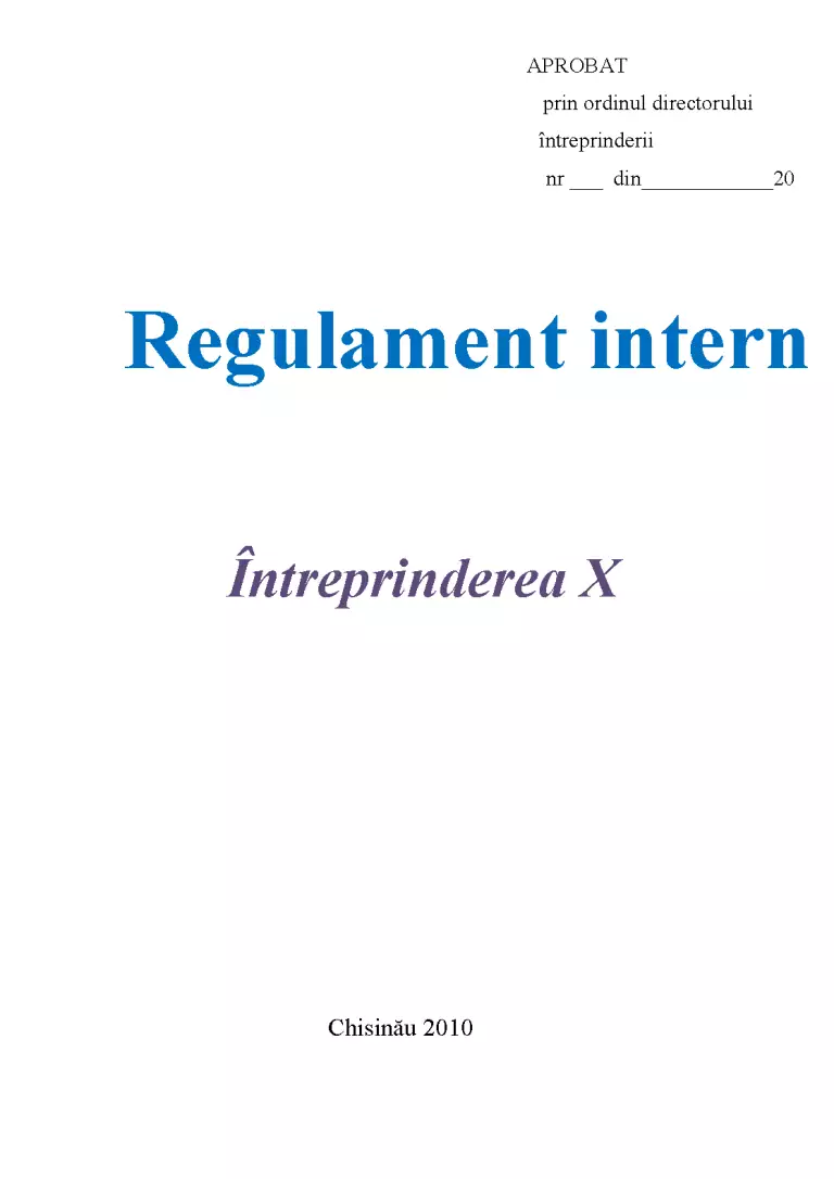 Regulamentul intern al întreprinderii - Proiect - Management #199910 ...