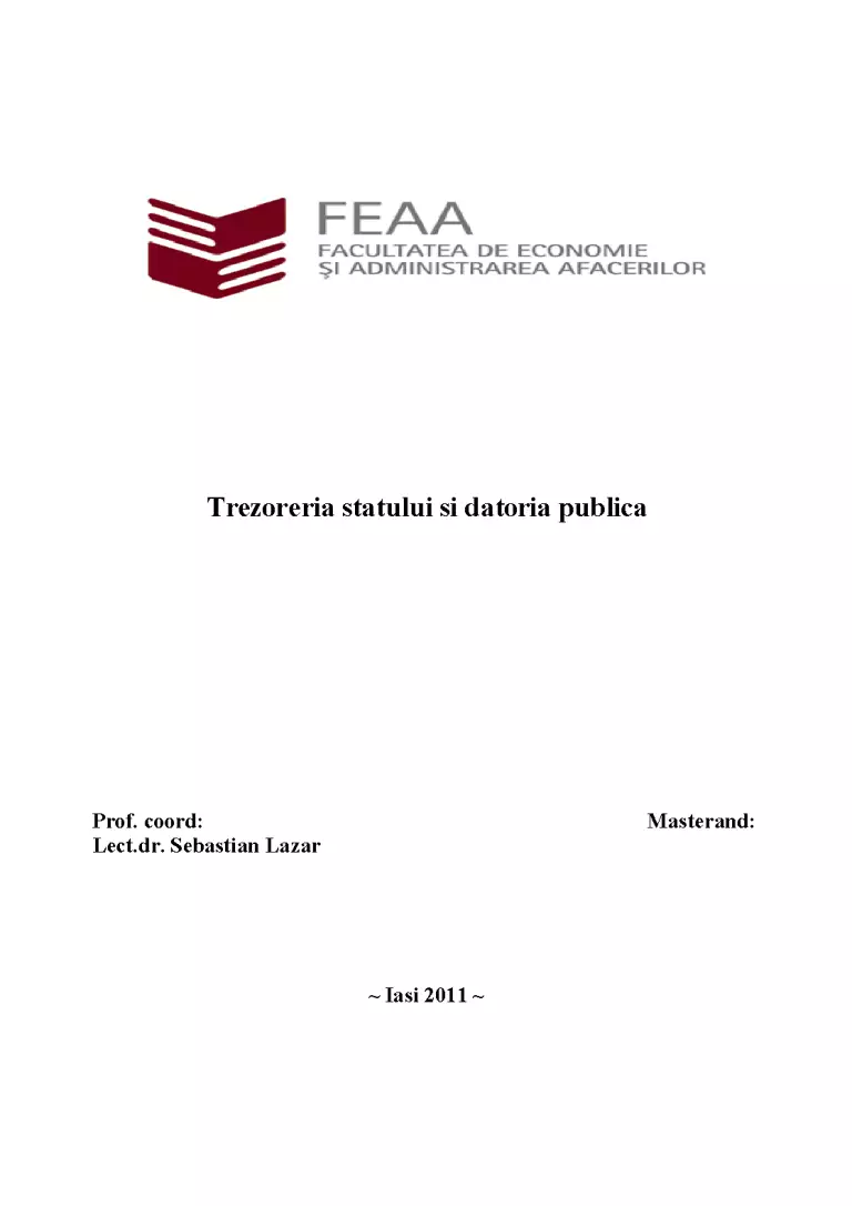 Trezoreria statului și datoria publică - Proiect - Finanțe #202471 ...