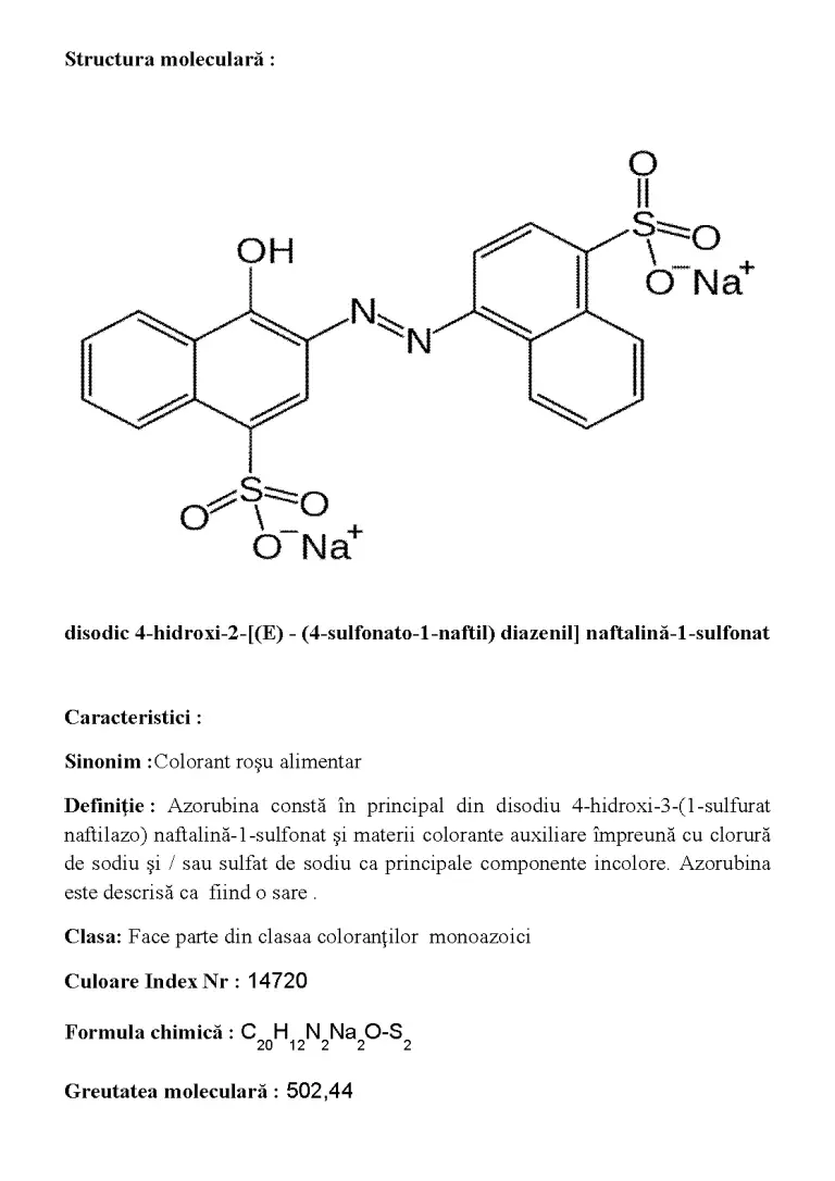 Aditivii Azorubina E122 și Carrageenan E407 - Referat - Industria ...