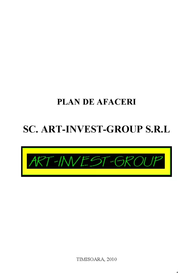 Plan de Afaceri SC Art-Invest SRL - Proiect - Management #206153 ...