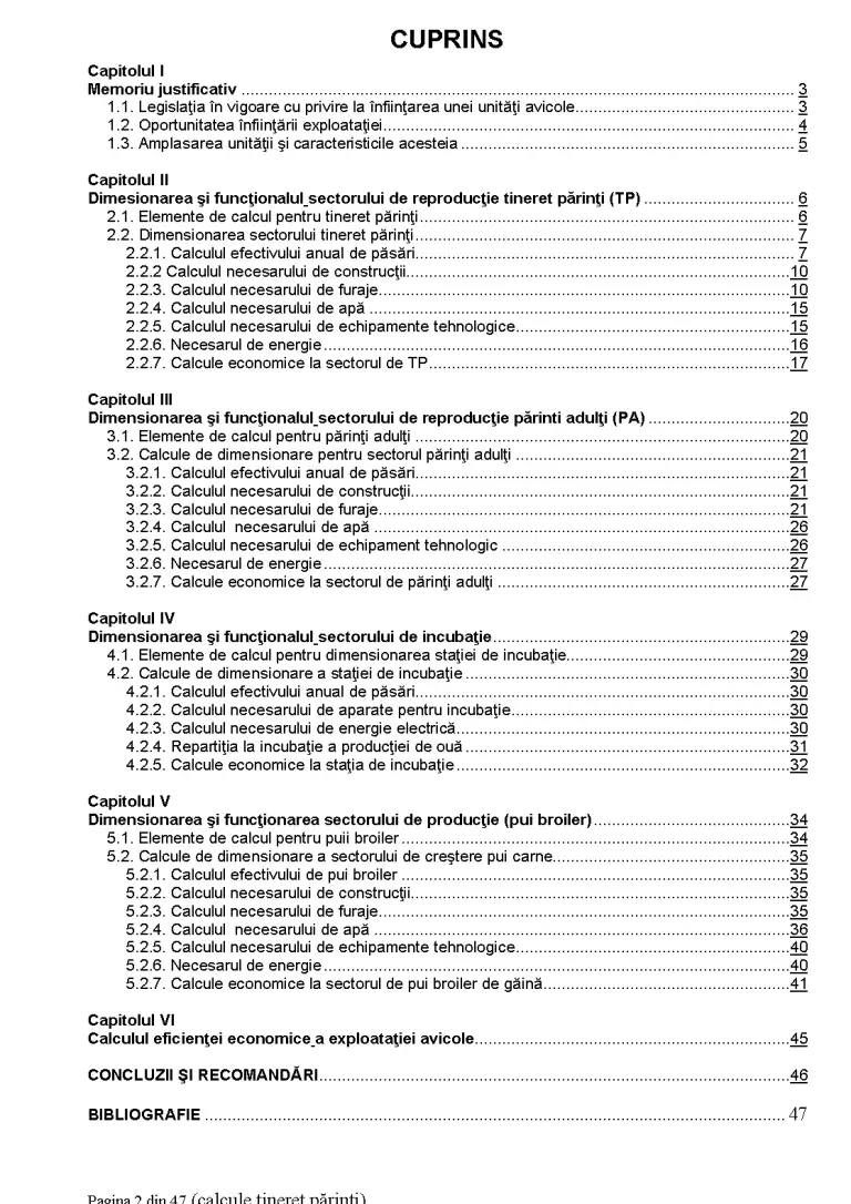 Înființarea unei Unități Avicole cu o Capacitate Anuală de Producție de ...
