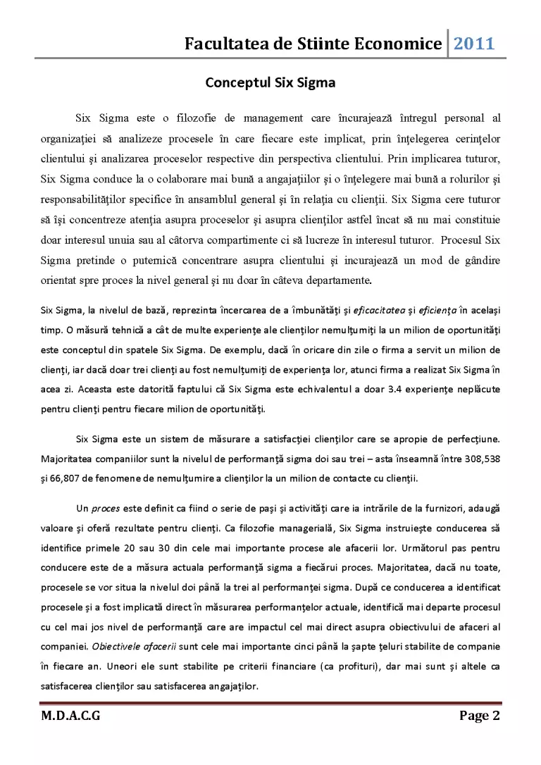 Metode și tehnici de dezvoltare a vânzărilor - Six Sigma - Proiect ...