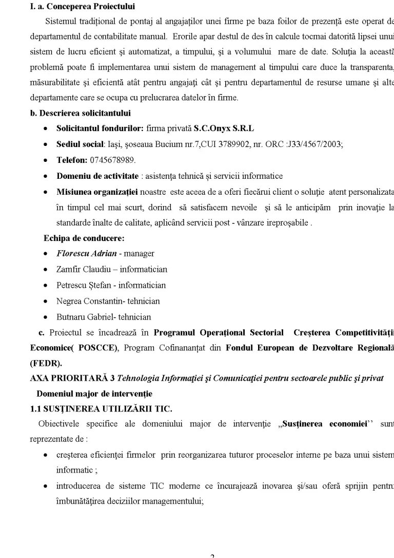Implementarea unui Sistem Informatic Bazat pe Pontajul Optic - Proiect ...