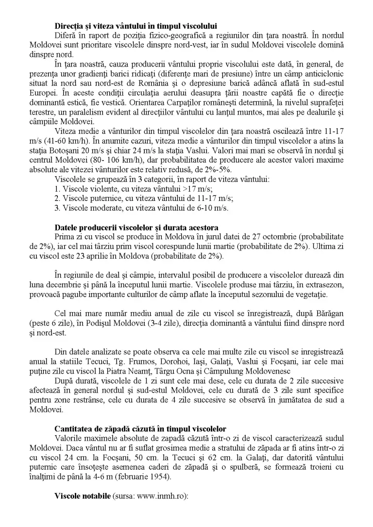 Impactul Viscolului în Podișul Moldovei - Referat - Geografie #214135 ...