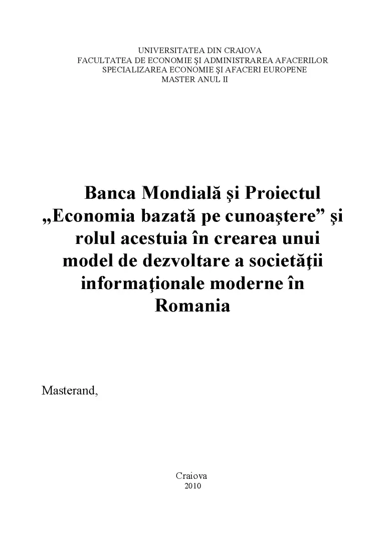 Crearea unui Model de Dezvoltare a Societății Informaționale Moderne în ...