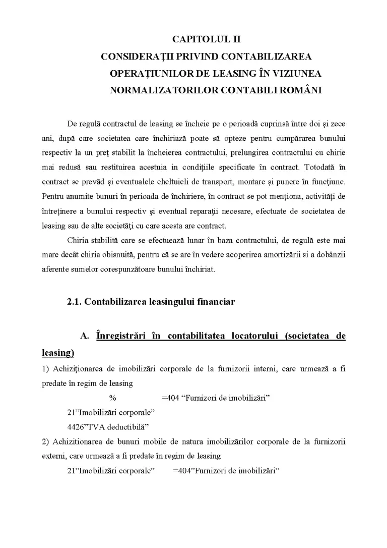 Operațiuni de leasing în România - Proiect - Marketing #216964 | RegieLive