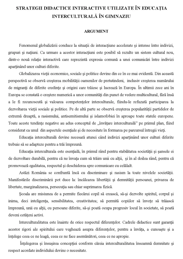 Strategii Didactice Interactive Utilizate în Educația Interculturală în ...