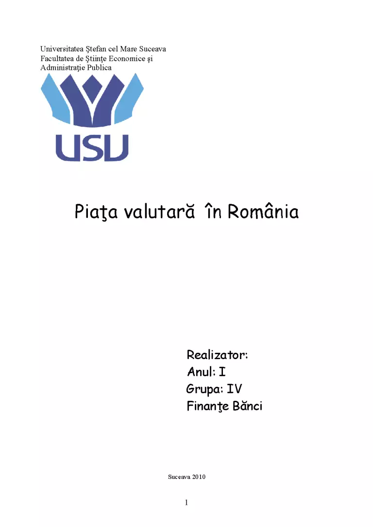 Piața Valutară în România - Proiect - Finanțe #218379 | RegieLive