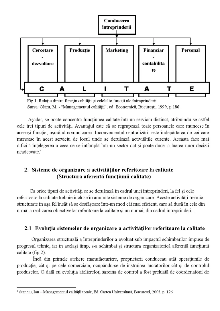 Sisteme de Organizare a Activităților Referitoare la Calitate și ...