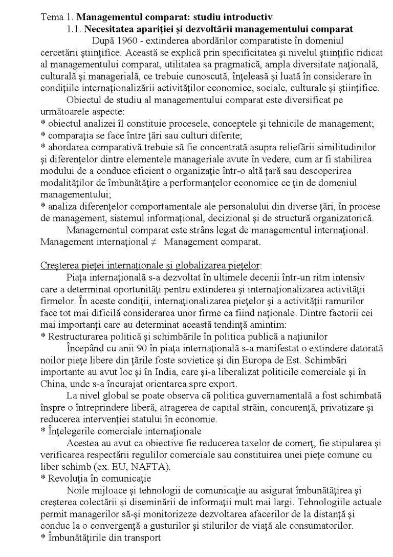 Managementul Comparat - Curs - Management #222722 | RegieLive