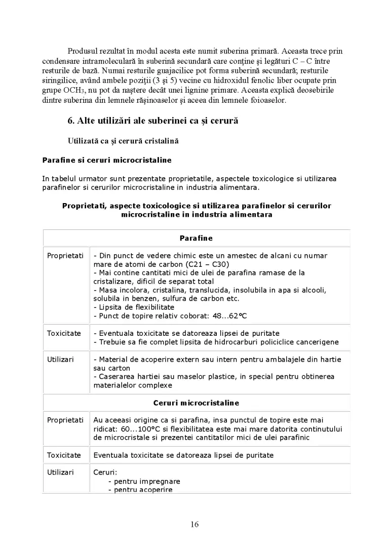 Suberină - Proiect - Industria Alimentară #224401 | RegieLive