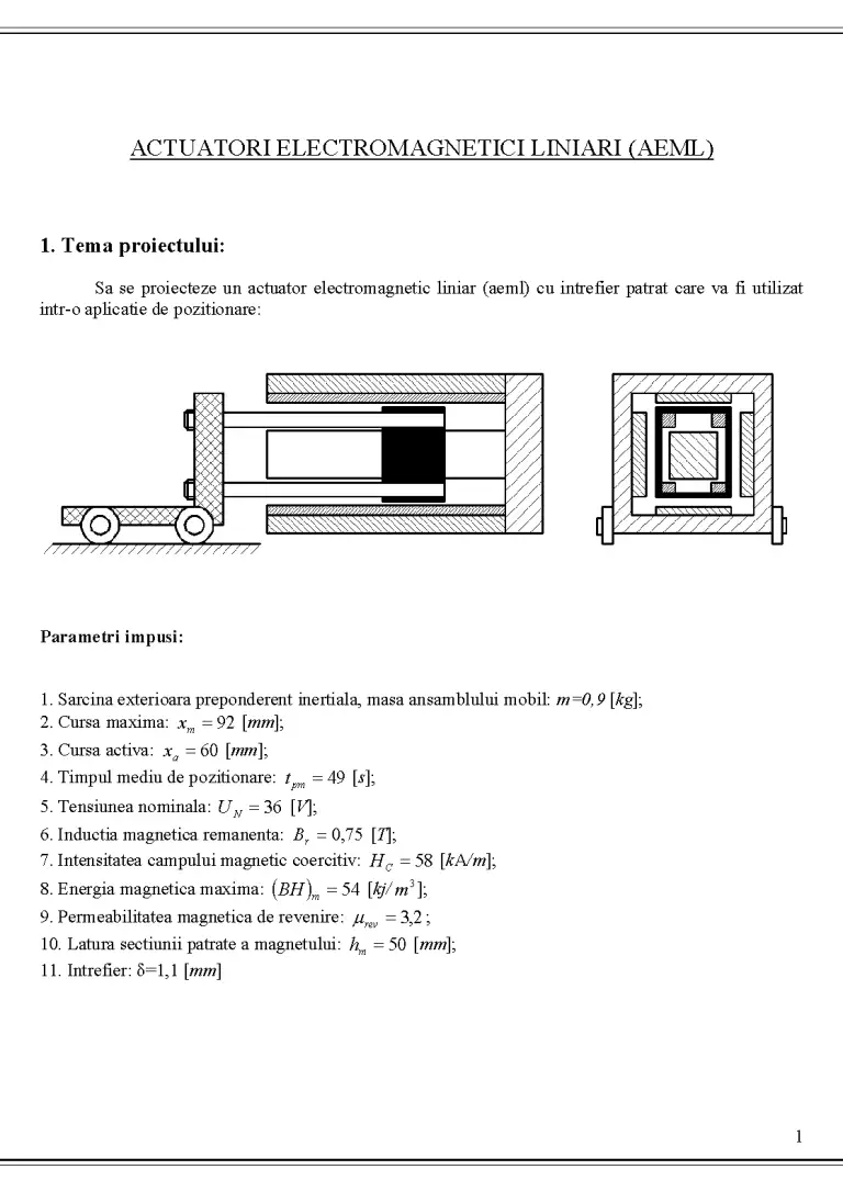 Actuatori Electromagnetici Liniari (AEML) - Proiect - Mecanică #224894 ...
