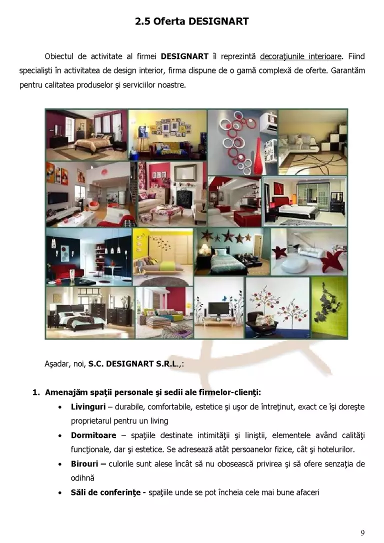 Plan de Afaceri SC DesignArt SRL - Proiect - Marketing #225113 | RegieLive