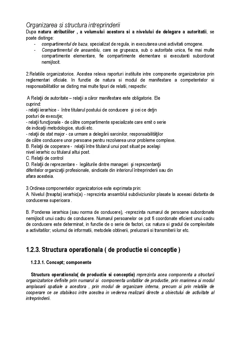 Organizarea și structura întreprinderii - Proiect - Economie #226054 ...