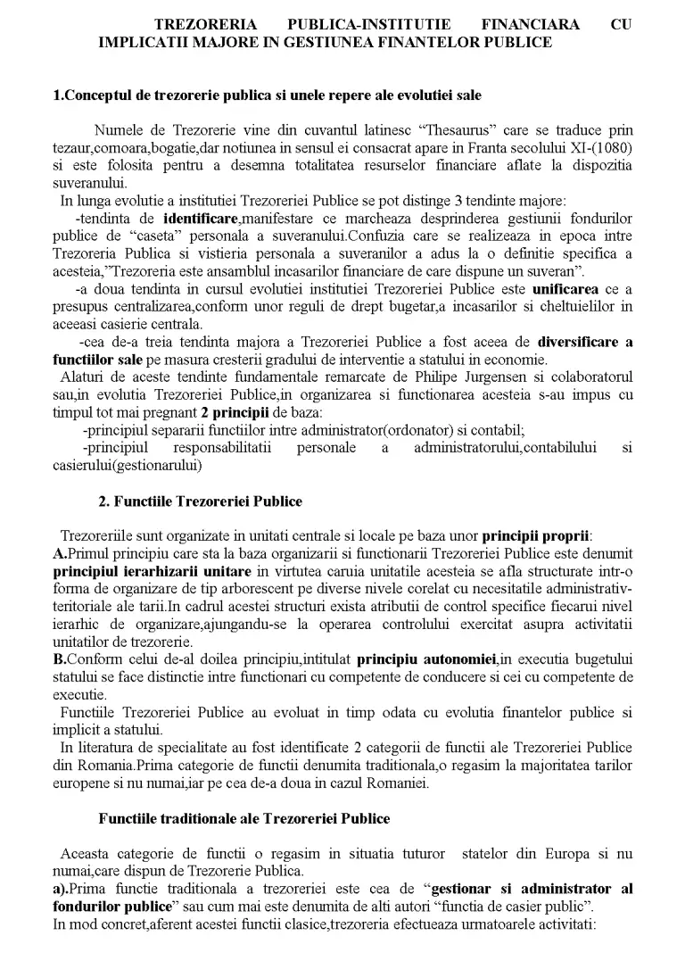 Trezoreria publică - Referat - Bănci #226833 | RegieLive