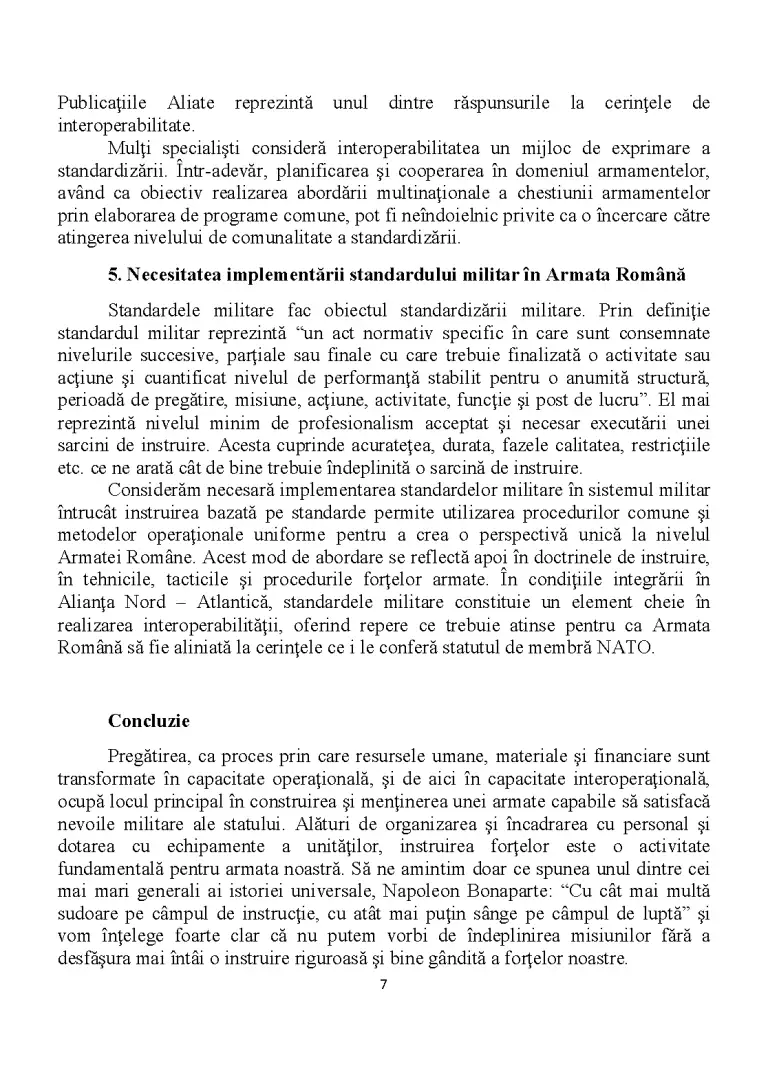 Standardizarea instrucției în armata româniei - element definitoriu în ...