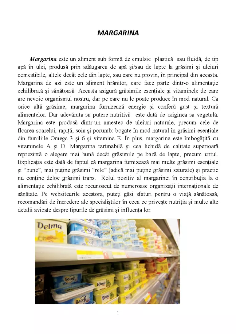 Aditivi alimentari din margarină - Proiect - Industria Alimentară ...