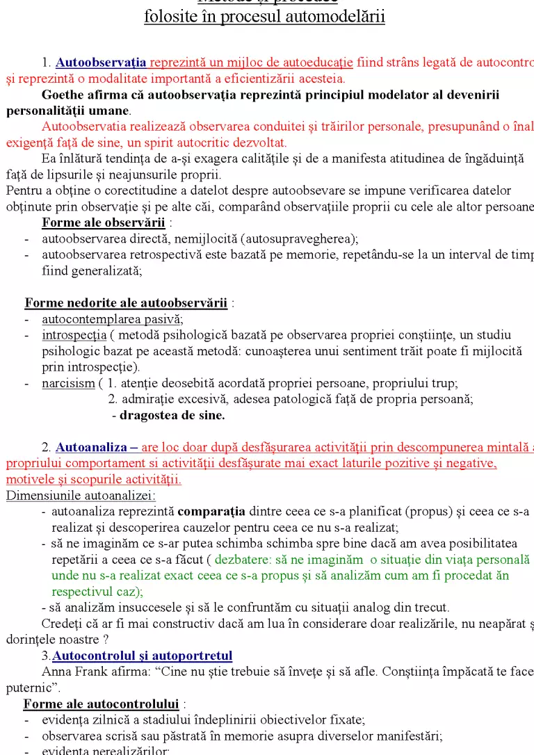 Metode și Procedee - Autoevaluare - Seminar - Psihopedagogie #235834 ...