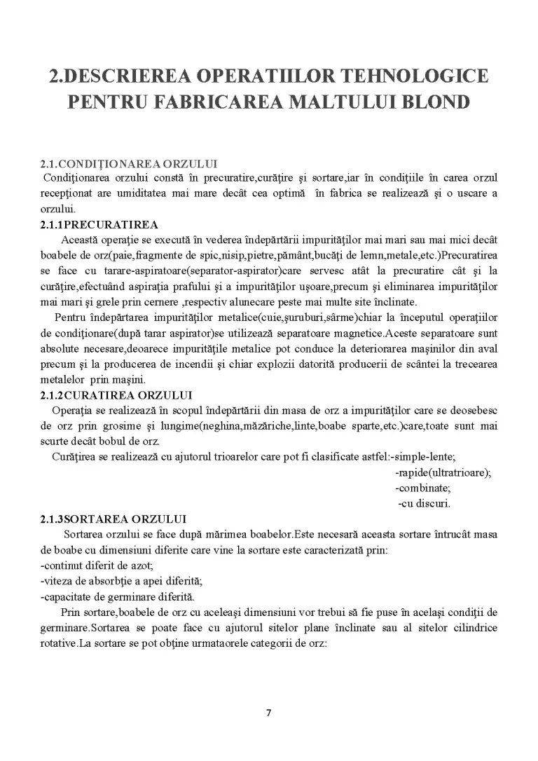 Malțul blond - Proiect - Industria Alimentară #237033 | RegieLive