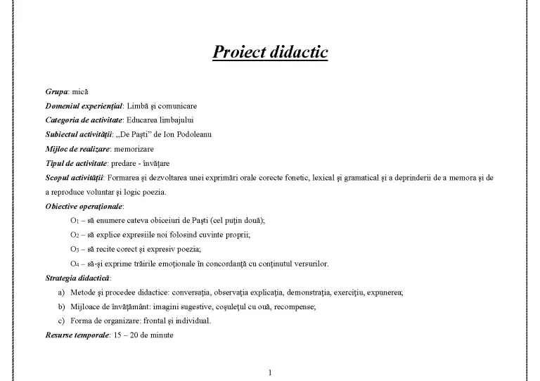 Proiect Didactic - Memorizarea - Proiect - Psihopedagogie #240330 ...