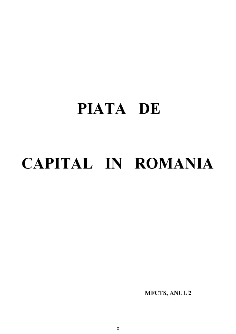 Piața de capital în România - Proiect - Management #242941 | RegieLive