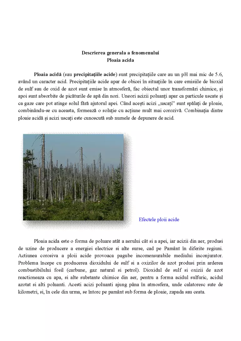 Ploile Acide - Efecte asupra Ecosistemelor Acvatice și Terestre ...