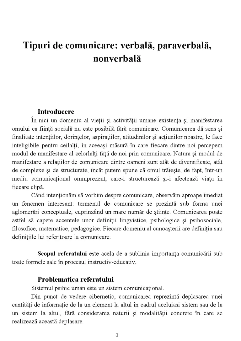 Tipuri de comunicare - verbală, paraverbală, nonverbală - Referat ...