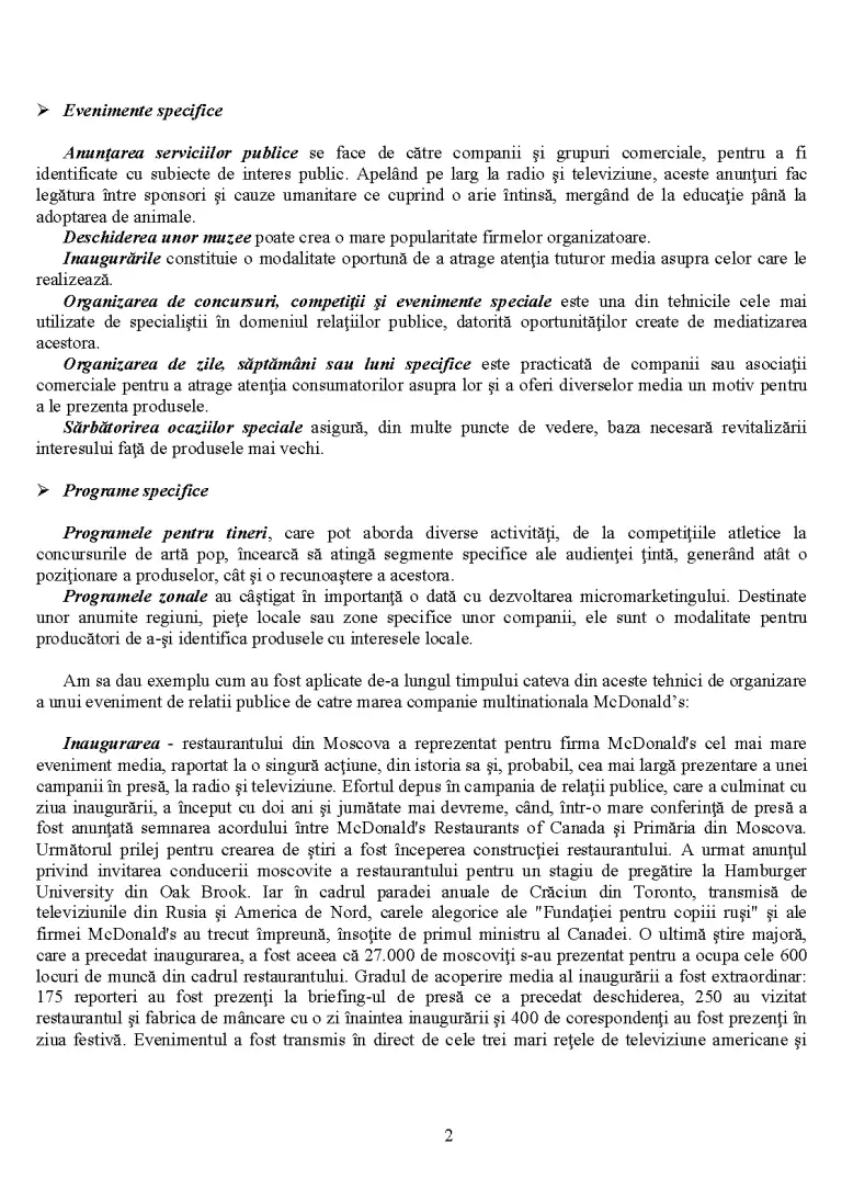 Tehnici de Realizare a Unui Eveniment de PR - Referat - Comunicare ...