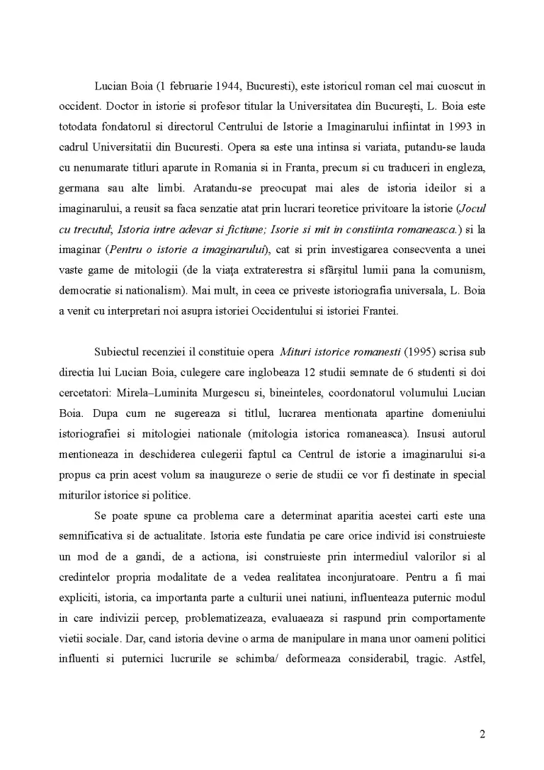 Recenzie - mituri istorice romanești sub direcția lui Lucian Boia ...