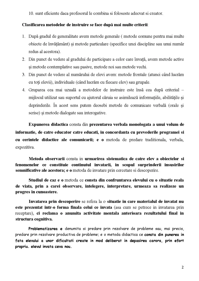 Sistemul Metodelor de Instruire - Curs - Psihologie #250014 | RegieLive