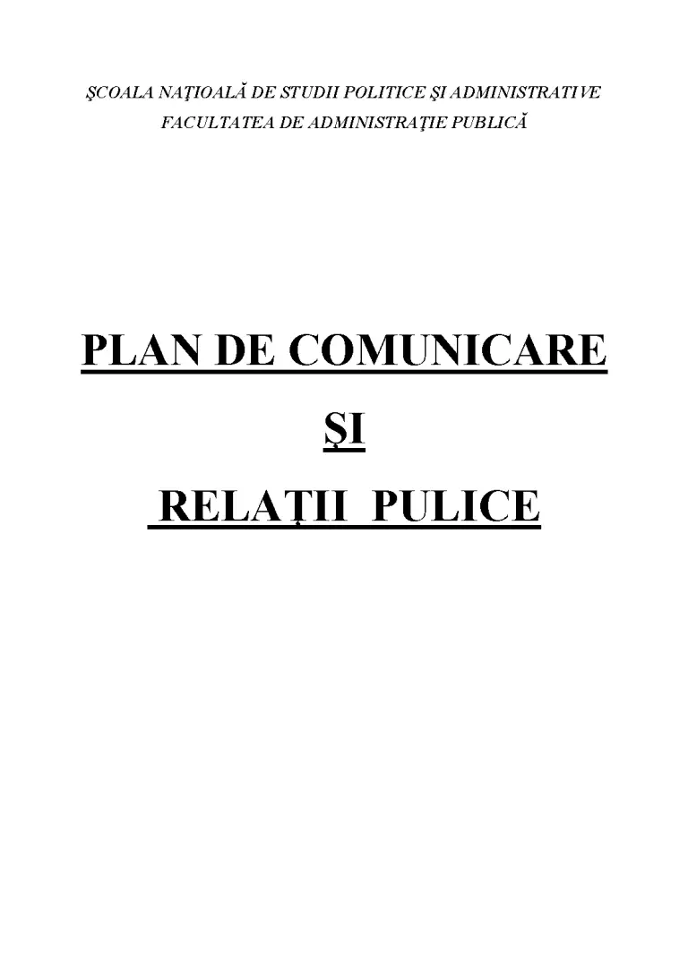 Plan comunicare și relații publice - Referat - Management #25989 ...