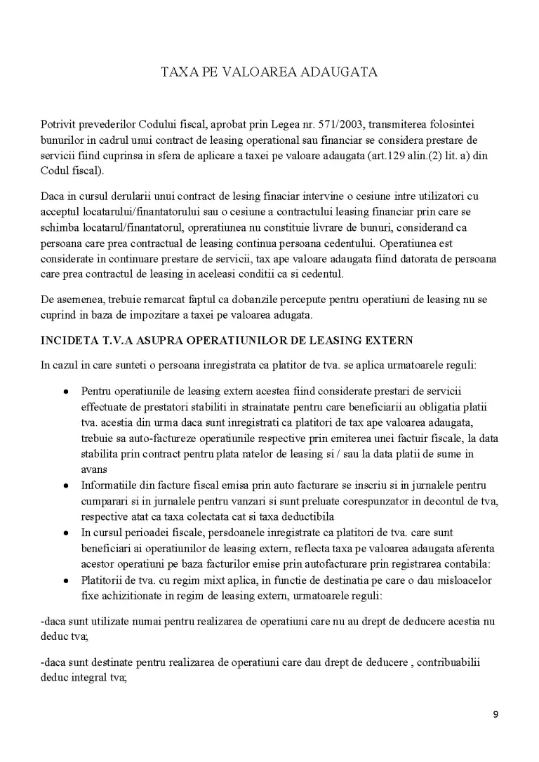 Contractul de Leasing - Referat - Contabilitate #264713 | RegieLive