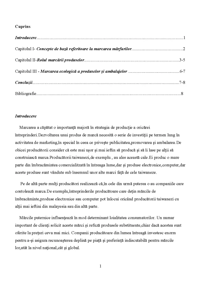 Marcarea Mărfurilor - Referat - Industria Alimentară #266956 | RegieLive